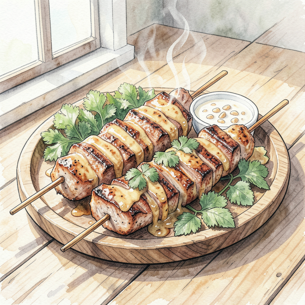 Thai BBQ Pork Satay Recipe: Grilled Perfection with Peanut Sauce - BBQ ...